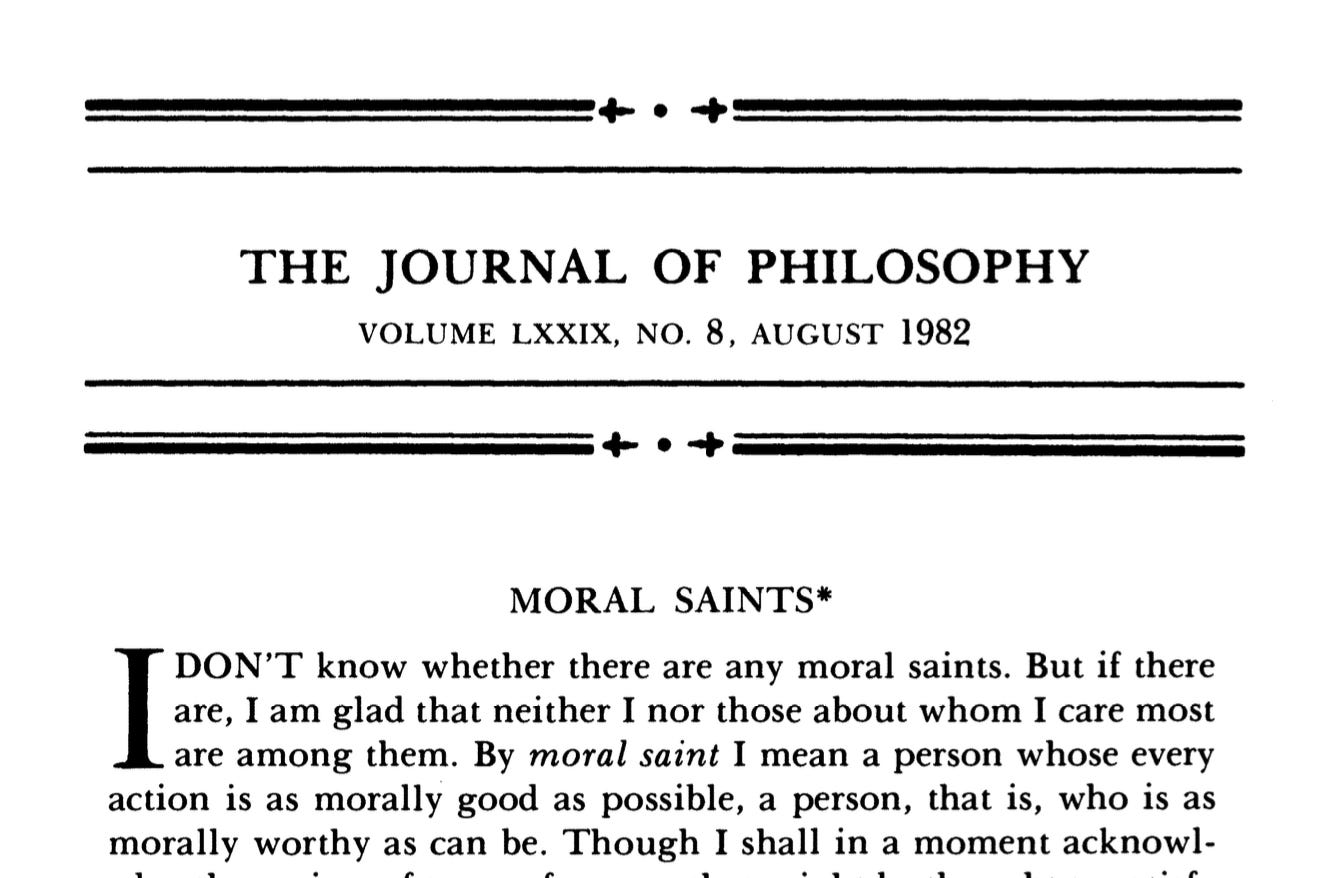 Susan Wolf's Critique of Moral Saints