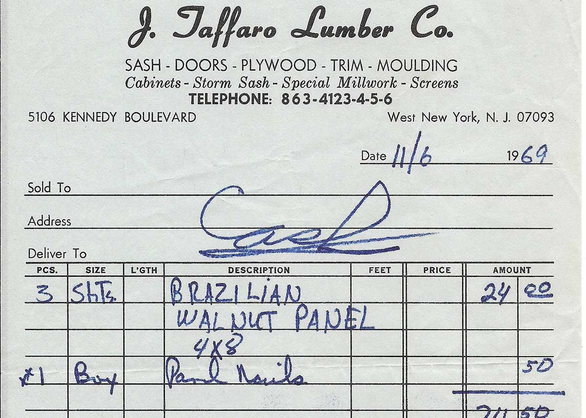 1969 Receipt for Wood Paneling - The Retroist