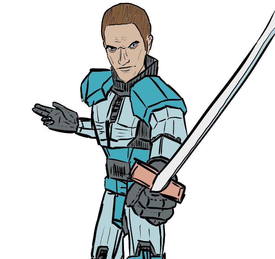 Drawing a swordsman character