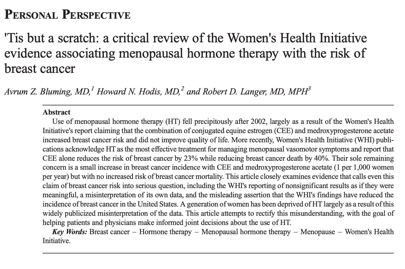 "'Tis But a Scratch": a generation of women has been deprived of ...