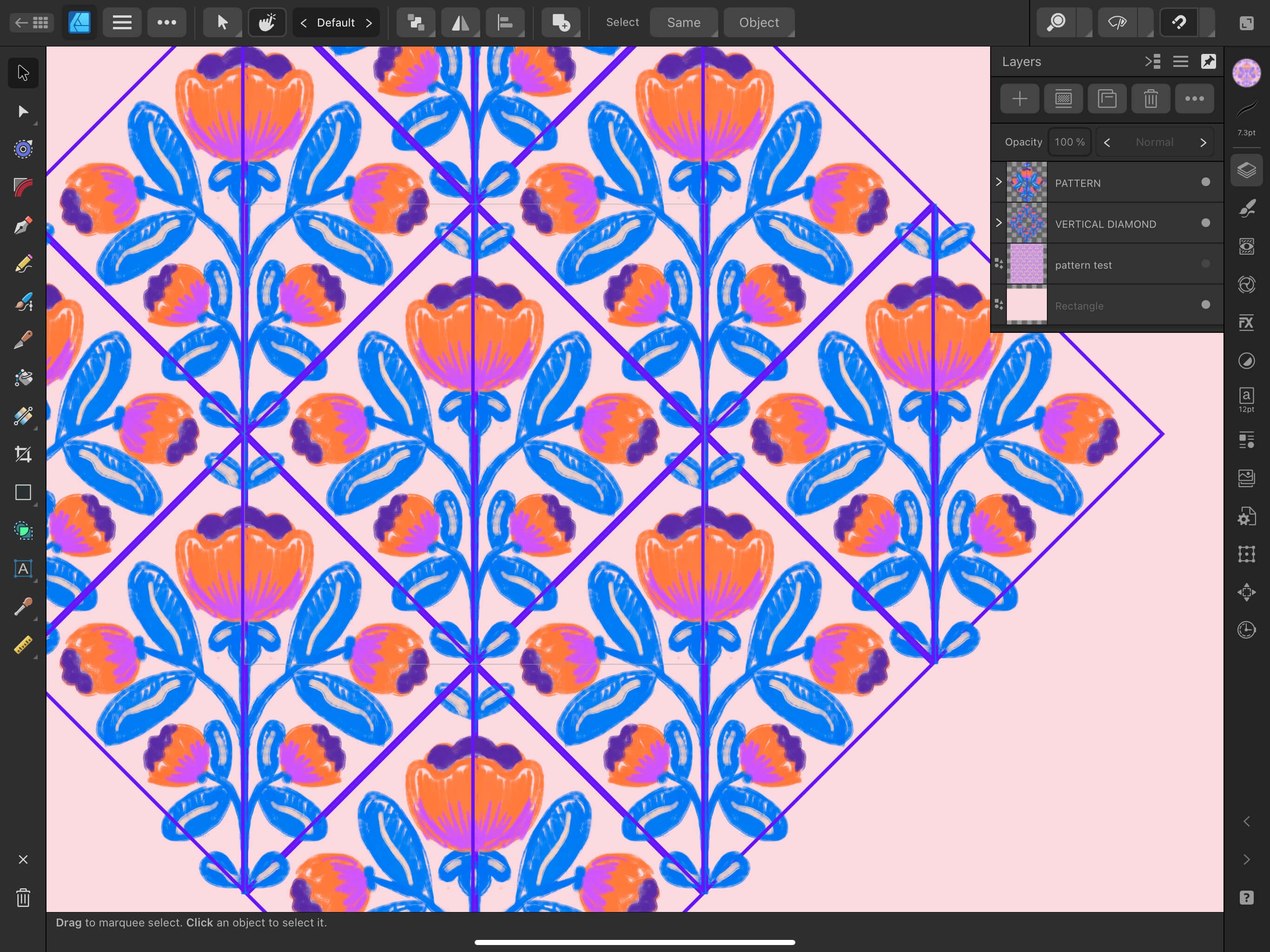 Surface Pattern Design: A Mirrored DIAMOND Repeat Automated Template