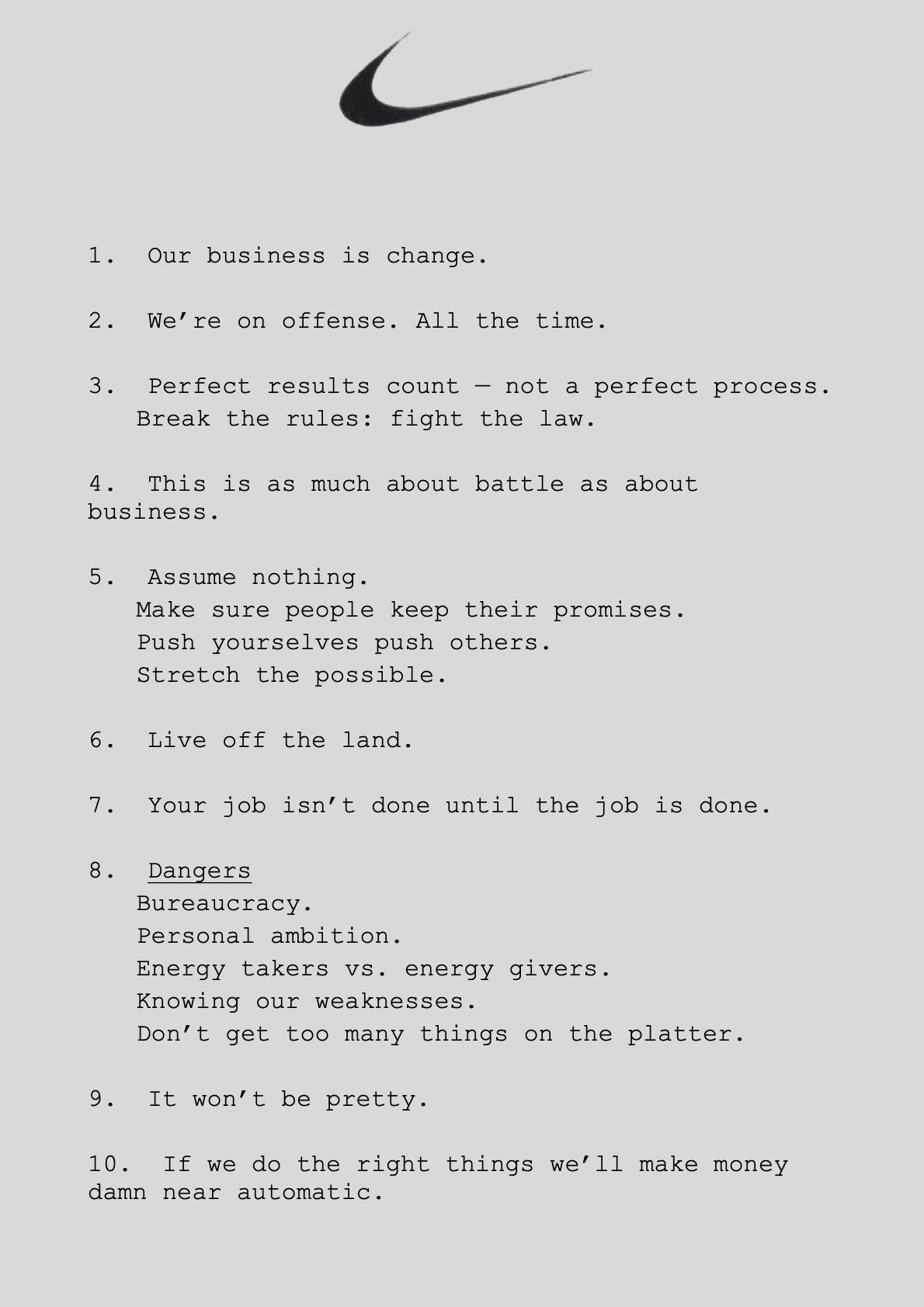 Nike 10 Principles - Pratham's Substack