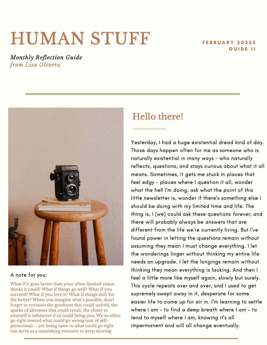 February Reflection Guide - by Lisa Olivera - Human Stuff