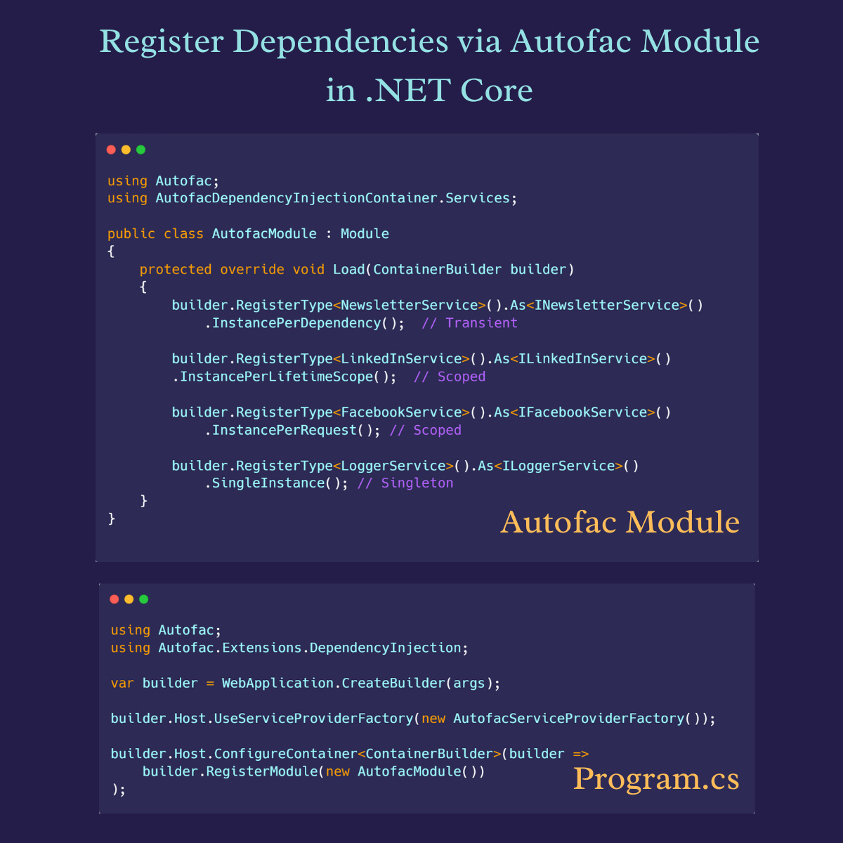 Ep 11 Default Vs Autofac Dependency Injection Container In Net Core 60 8018