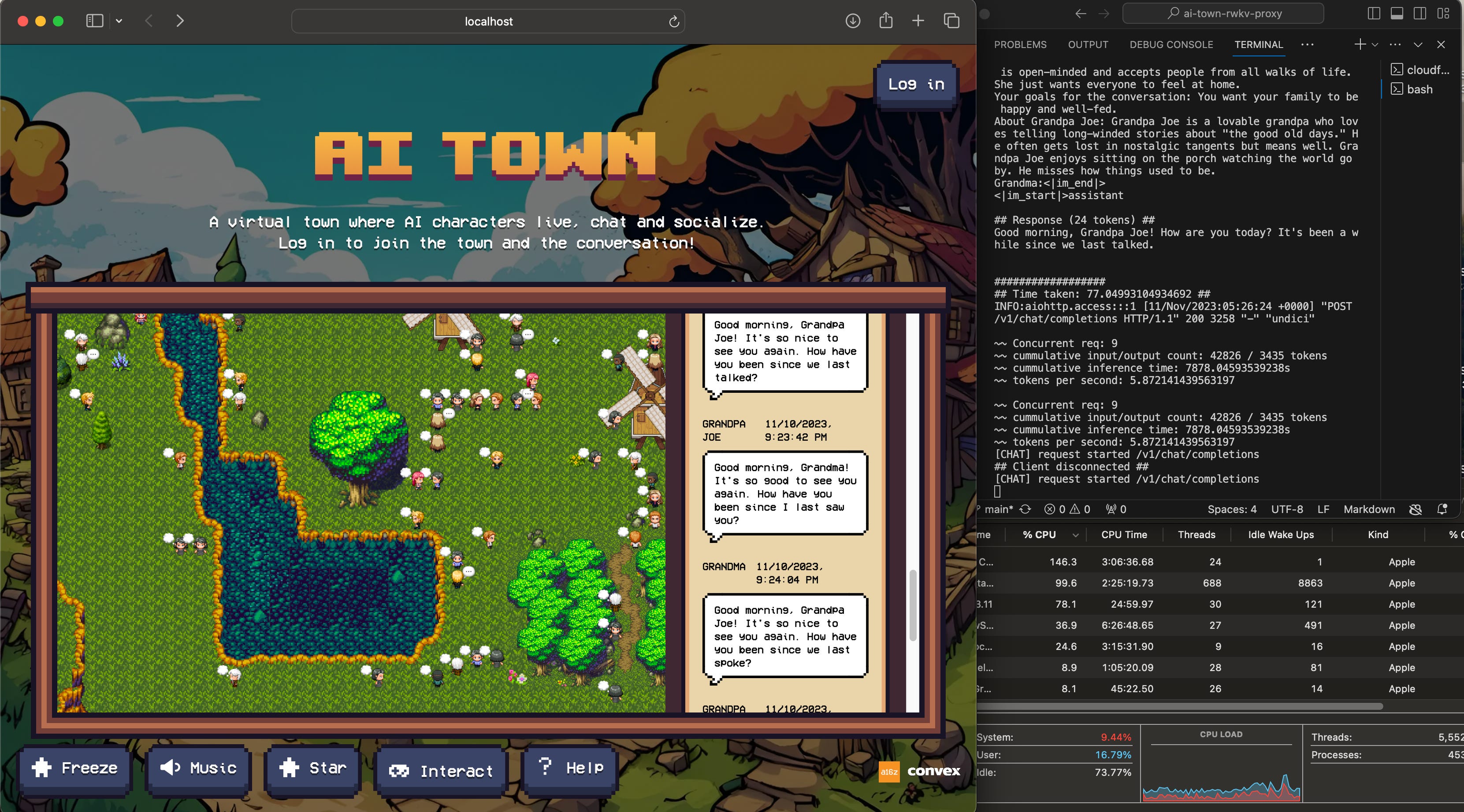 Dedicated AI town server is up ! - by Eugene Cheah