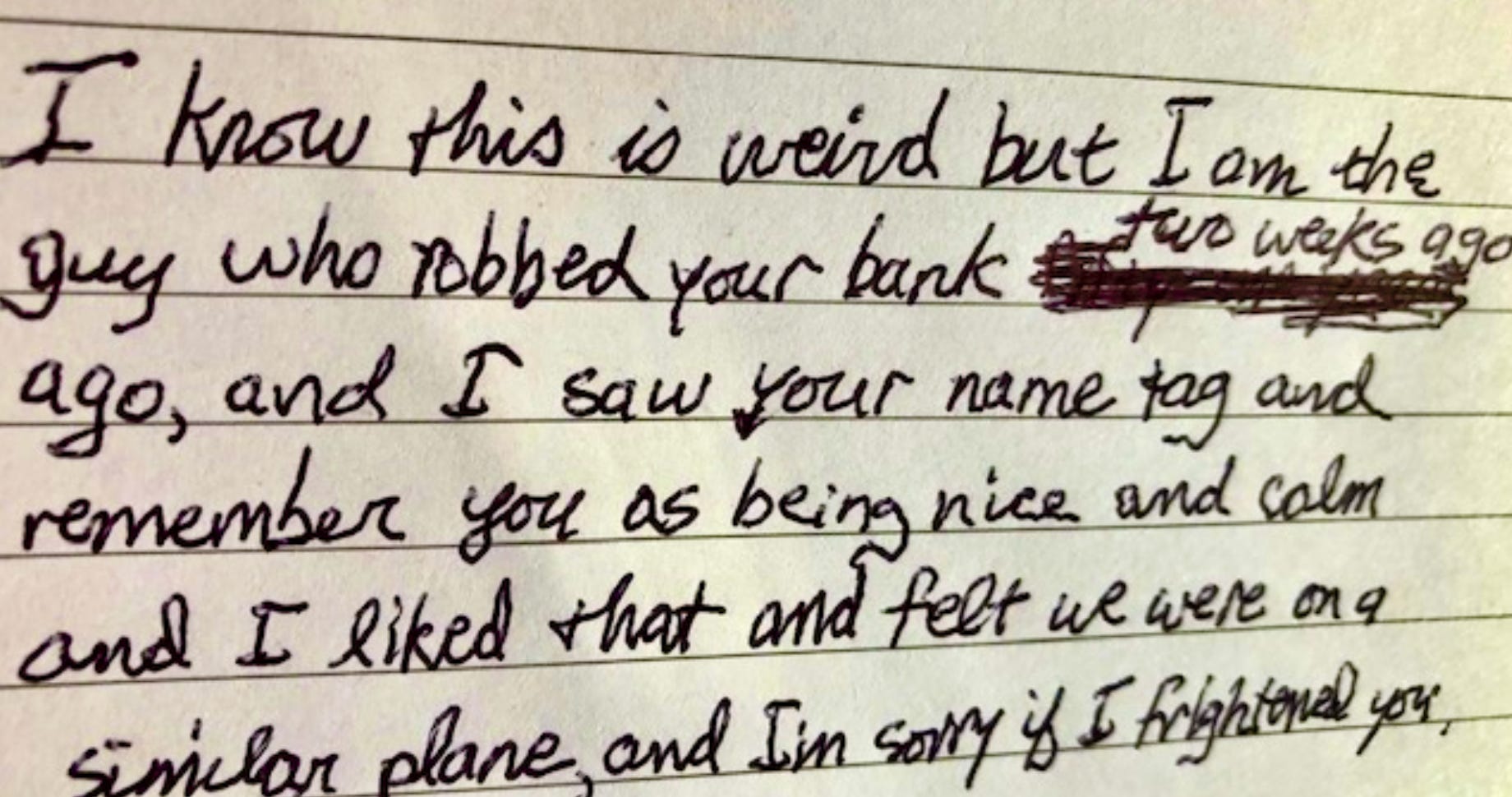 Story: Bank Robber Note - by Tom Vandel