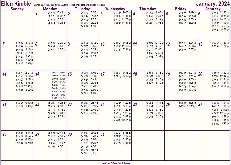 2024 Personal Datebook - Your Personal Astrological Guide