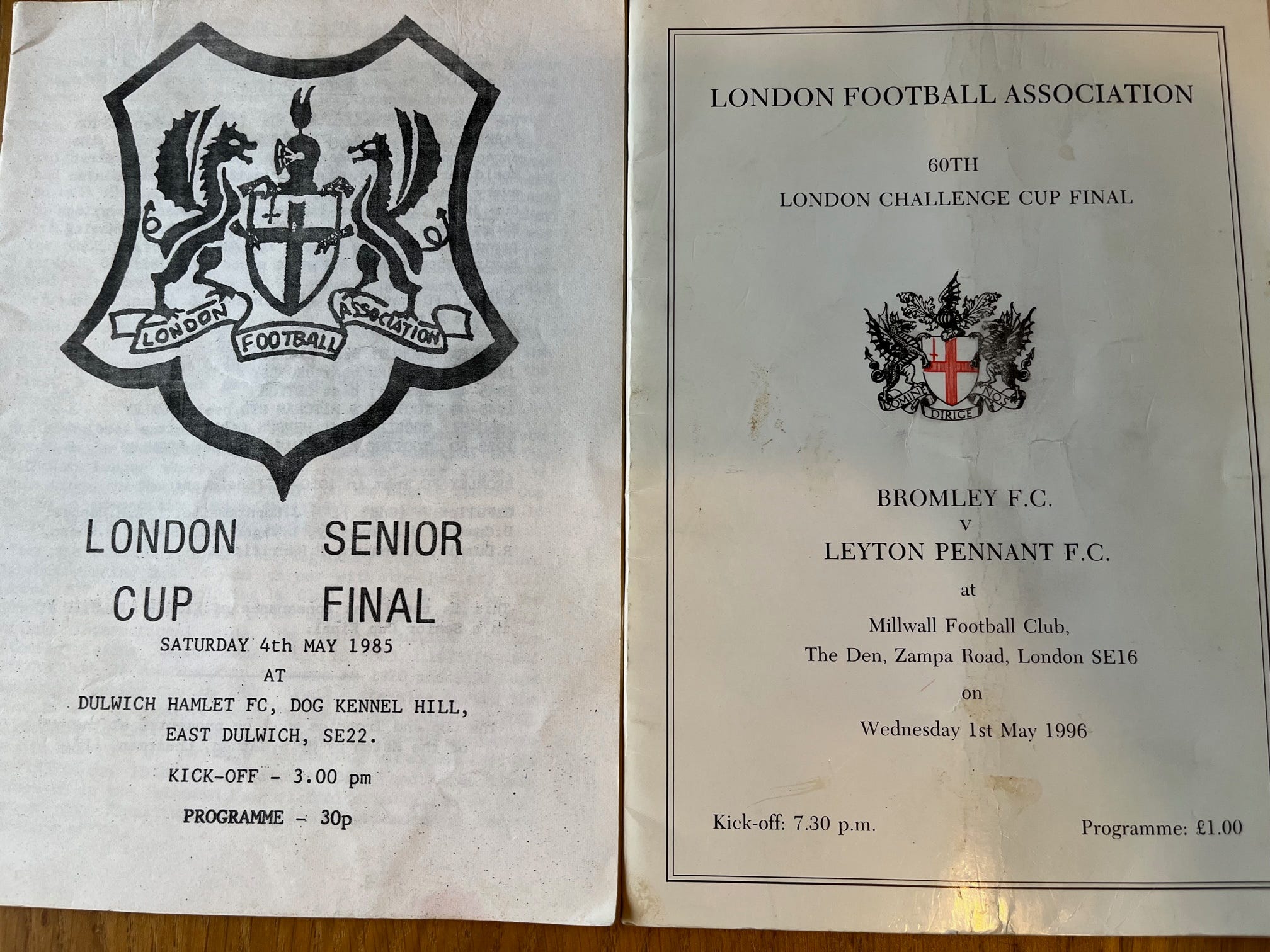 Fading memories of the London Senior Cup - by Col