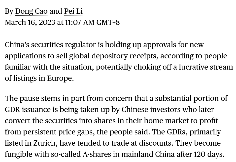 China Pauses GDR Approvals, Threatening Europe Share Sale Boom