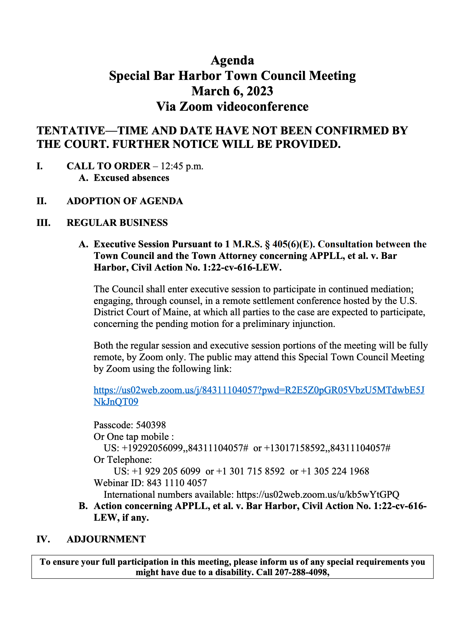 On The Agenda and Nomination Papers Available