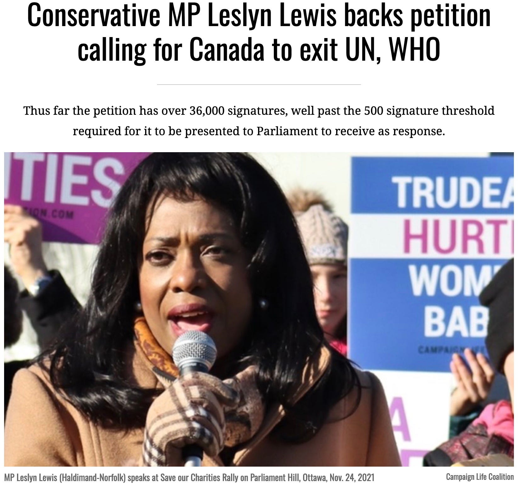 36,000 sign petition calling for Canada to quit UN and WHO, including ...