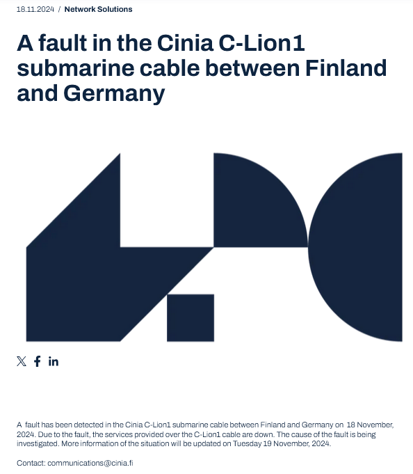 Telecommunications Cables Linking Finland To Europe, and Lithuania And ...