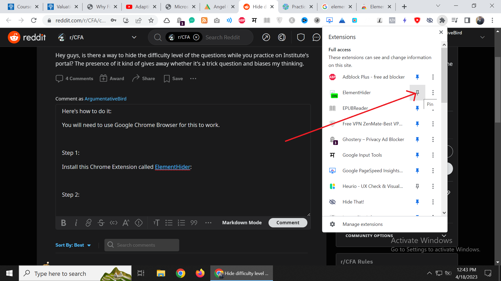 Here's how to hide the "Difficulty Level" on your CFA Practice Website!