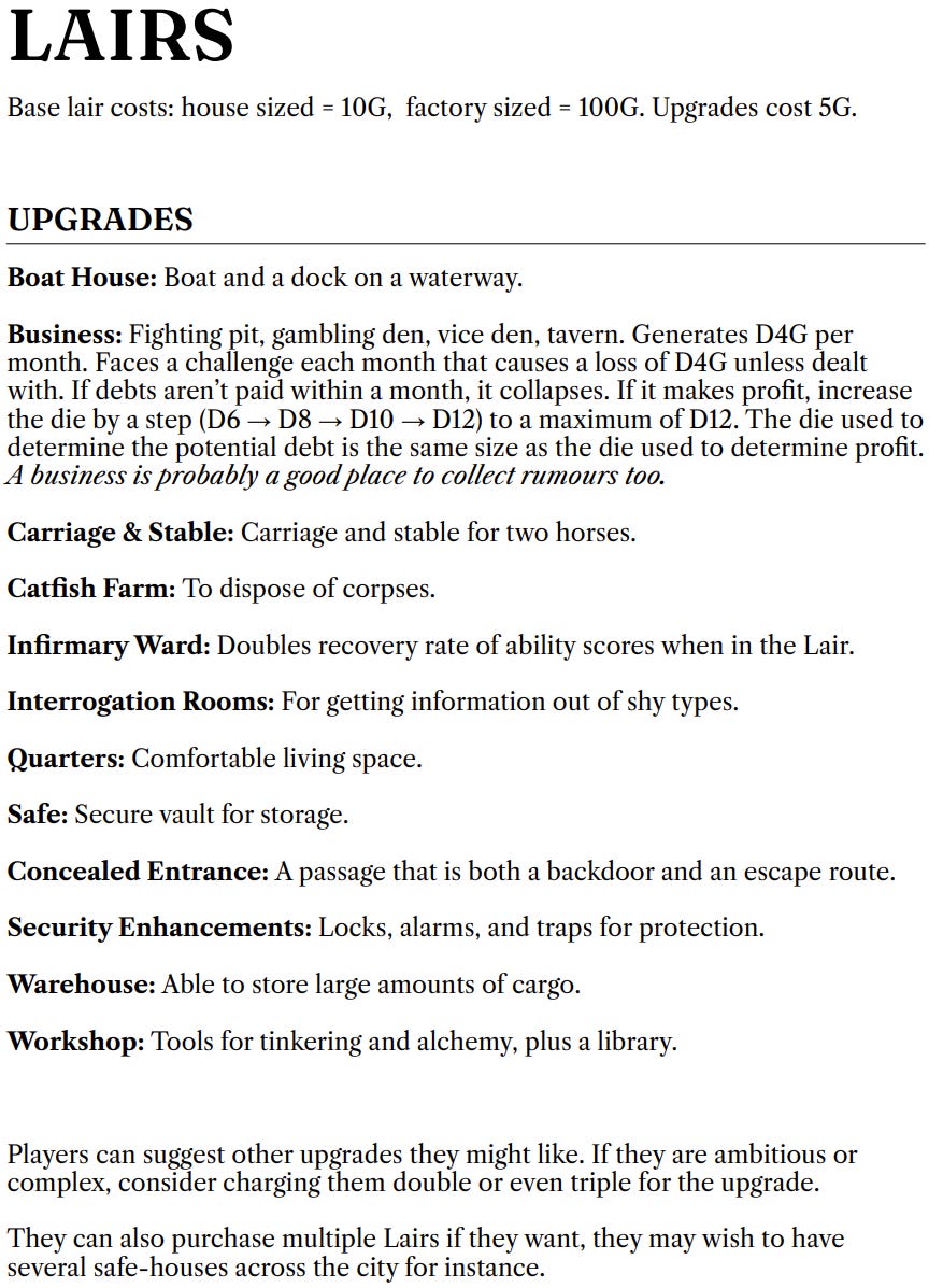Blades into the Odd Mashup Game - Lairs and Statblocks