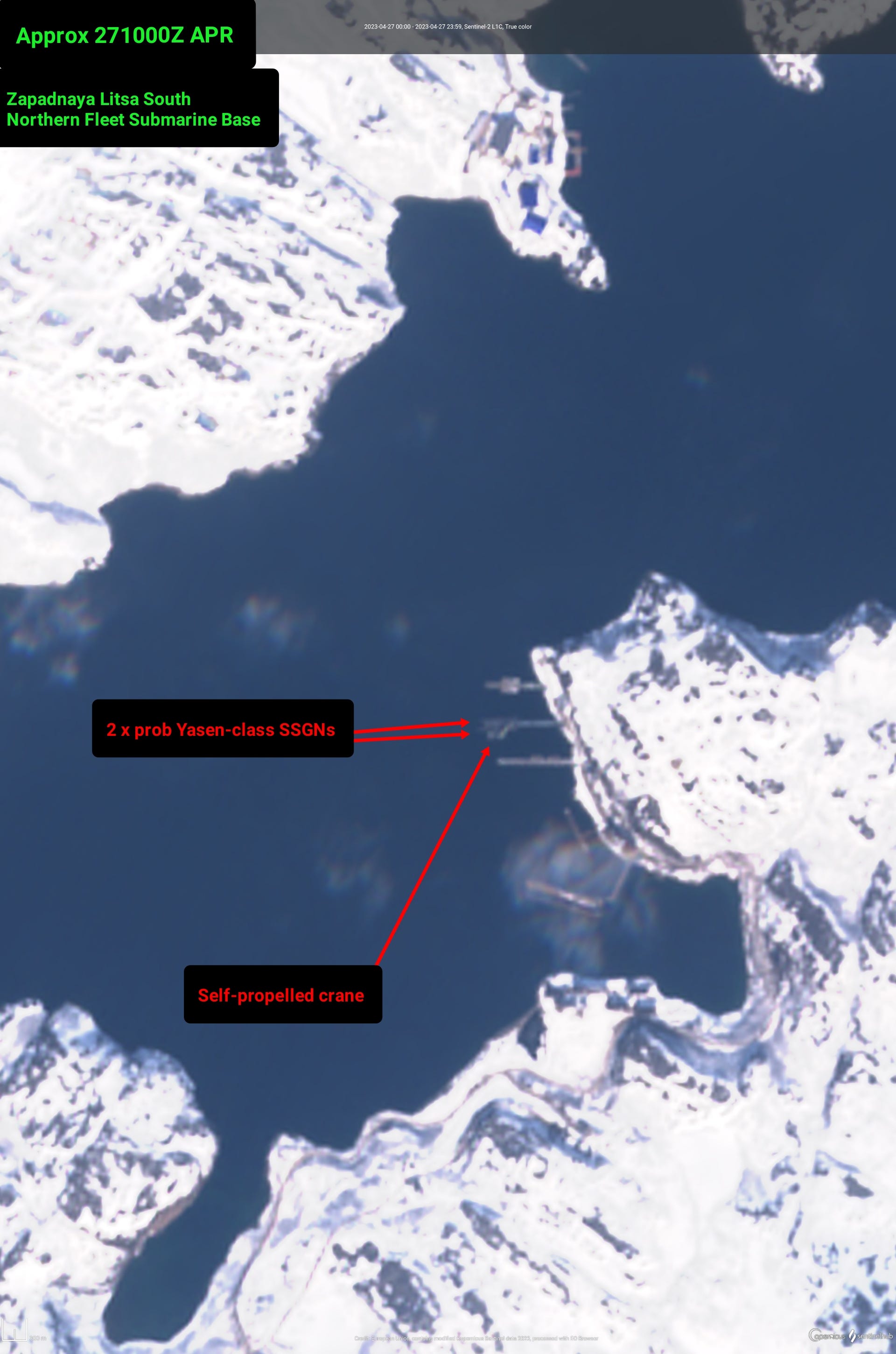 April 27th - Sentinel imagery of Northern Fleet Bases