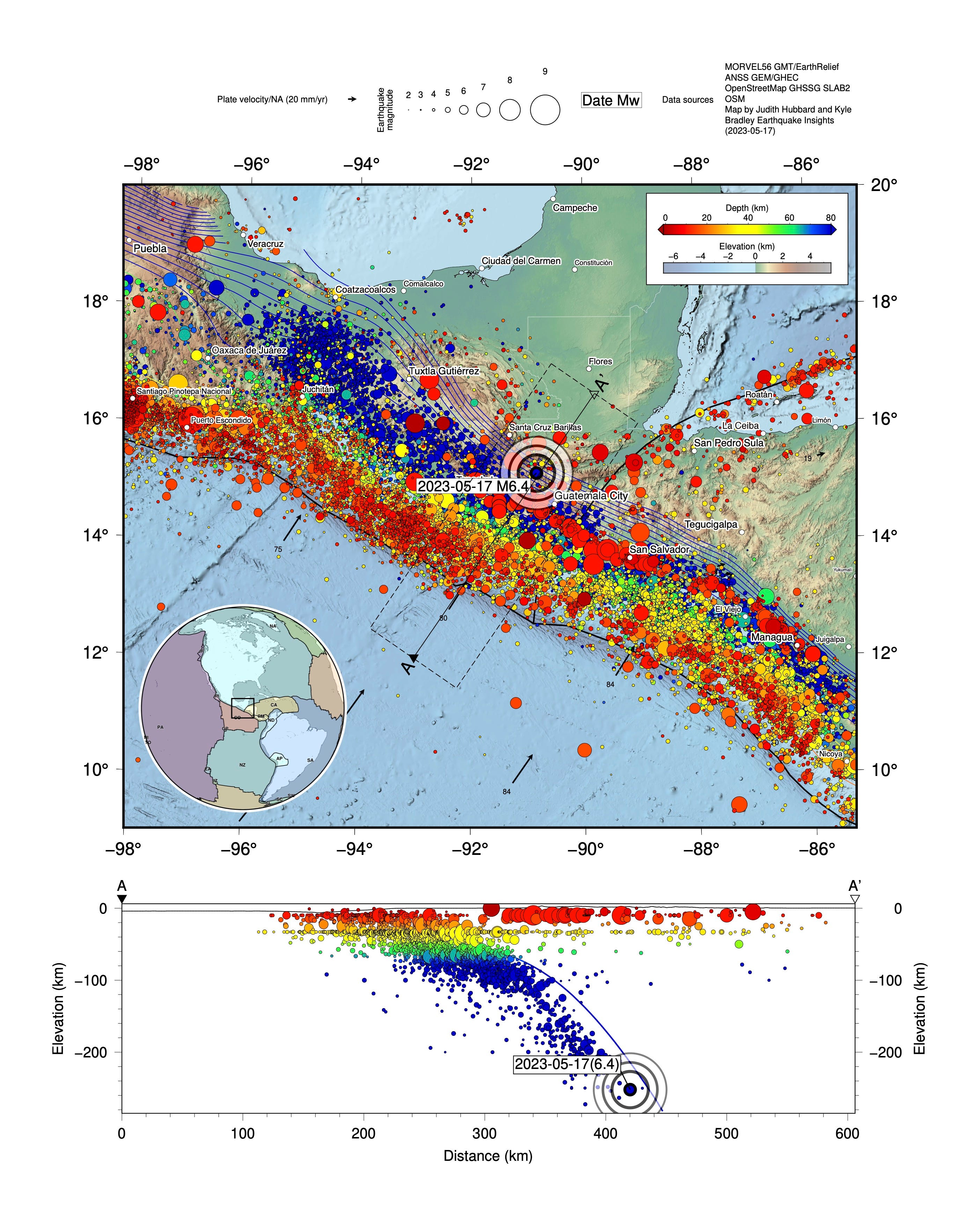 M6.4 subduction earthquake below Guatemala is among deepest ever recorded there