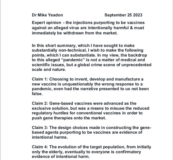 Dr. Mike Yeadon: Expert Opinion – The Injections Purporting To Be ...