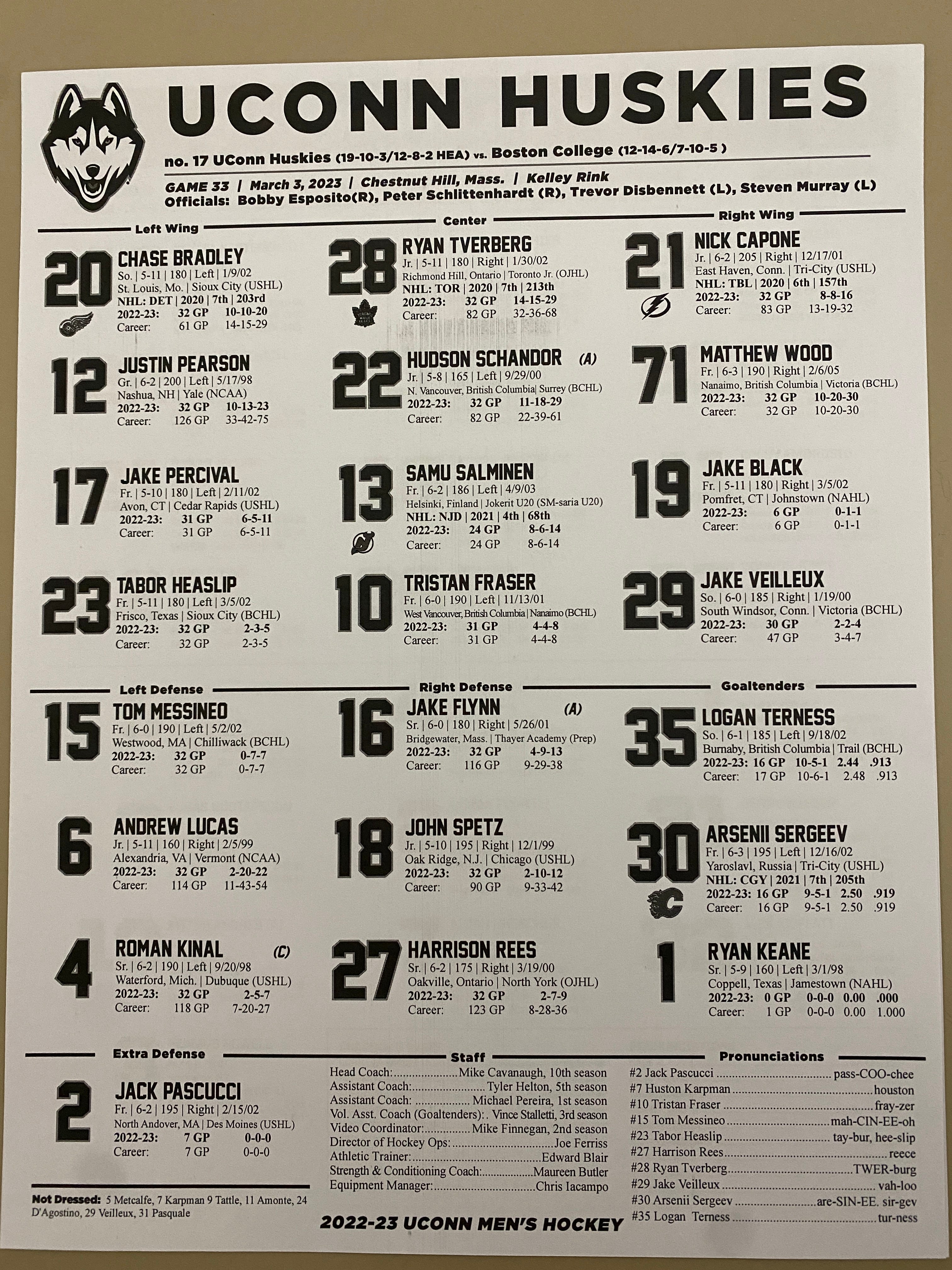 Lines: UConn at Boston College - by Daniel Connolly