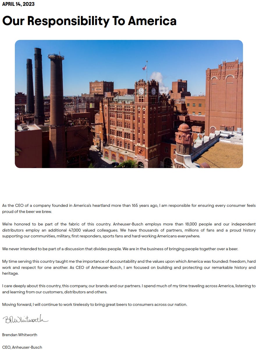 Open Letter to Anheuser-Busch & Brendan Whitworth