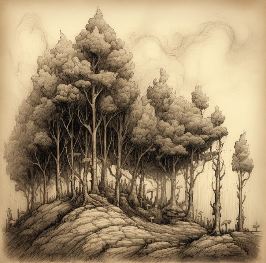 A shimmer within trees - by Nathan Slake - SLAKE