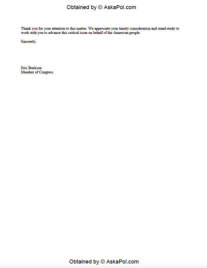 Copy of letter to Speaker Mike Johnson requesting UAP subcommittee