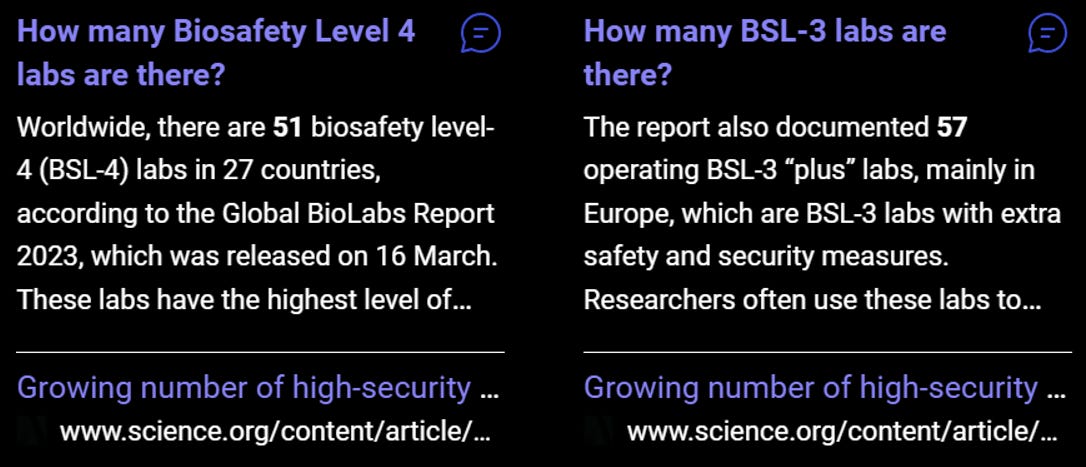 Where are all the level 3 and level 4 biolabs?