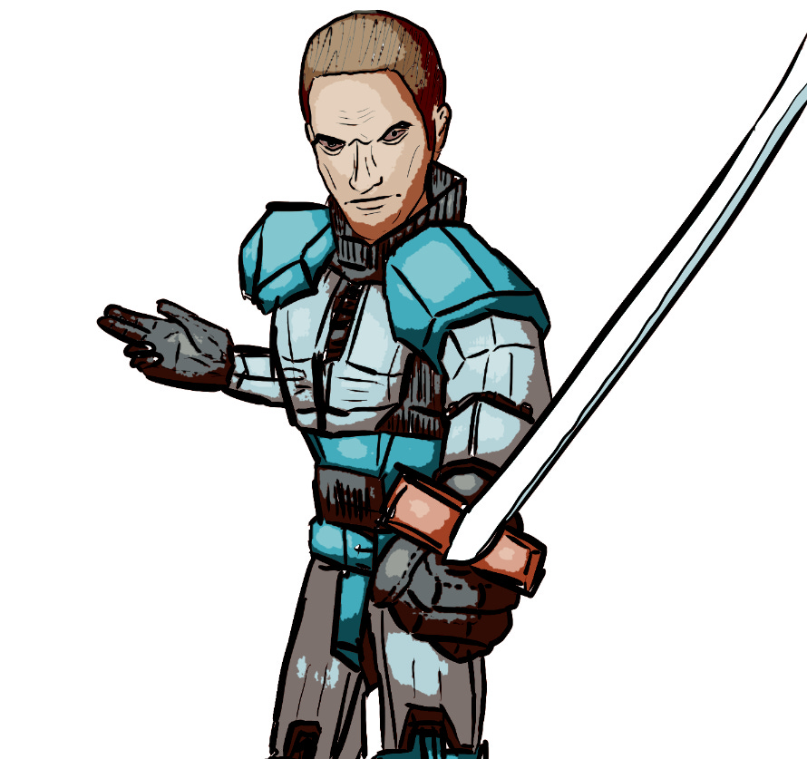 Drawing a swordsman character