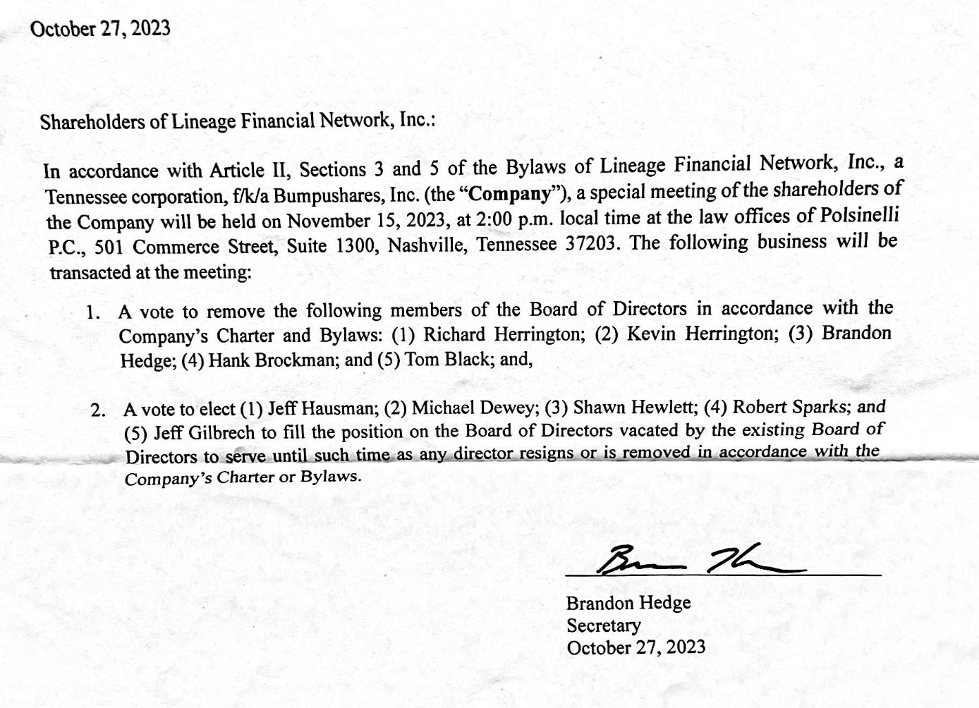 Lineage Blindsided By Activists' Board Coup