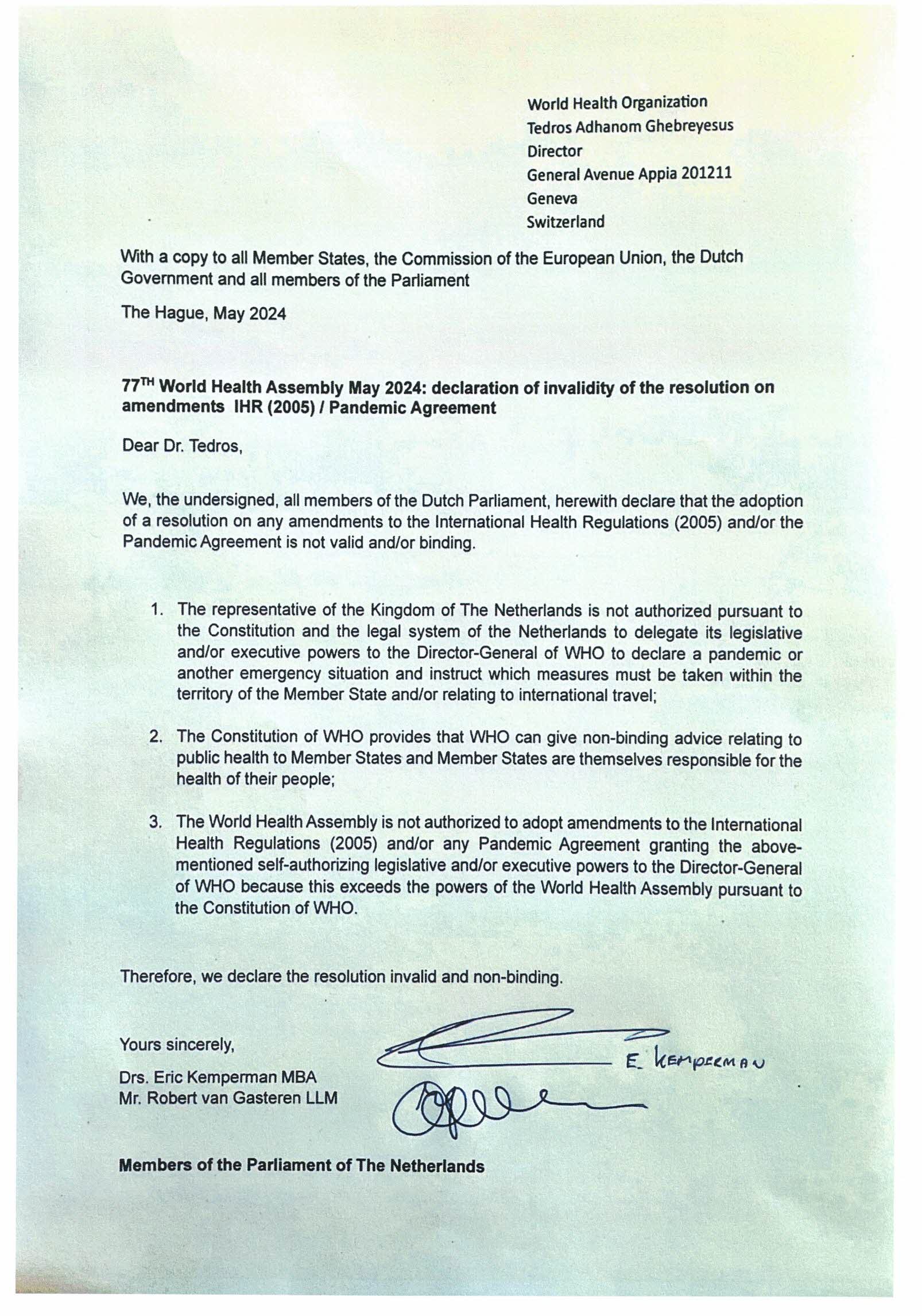 WHO powergrab? Four Dutch senators have declared that the amendments to ...