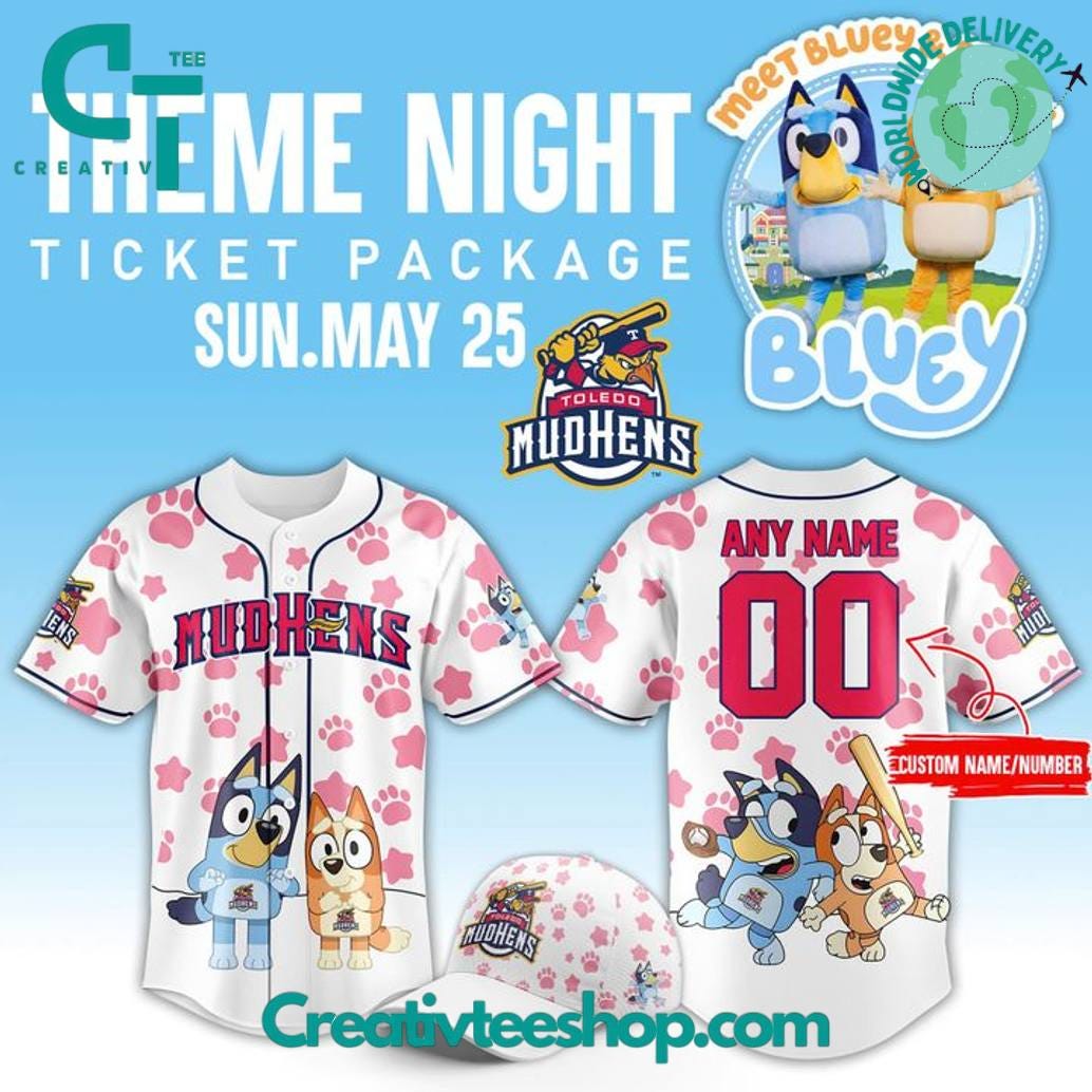 Toledo Mud Hens x Bluey Night 2025 Personalized Baseball Jersey