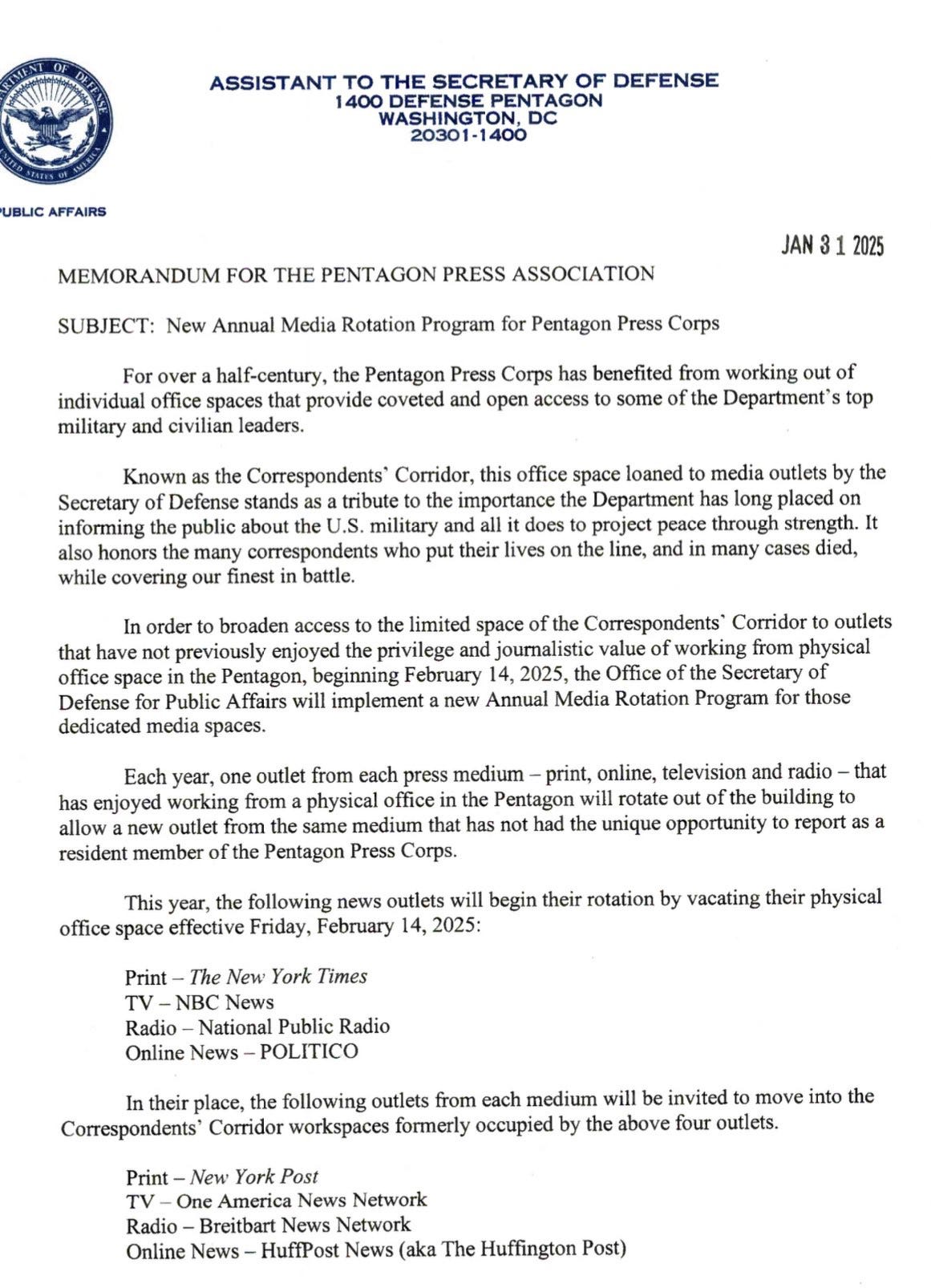 Journalists out, Trump media toadies in at The Pentagon. Heil Trump!