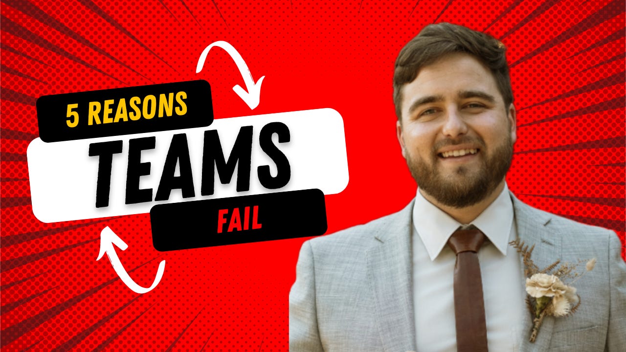 5 reasons teams fail. - by Marius Erasmus