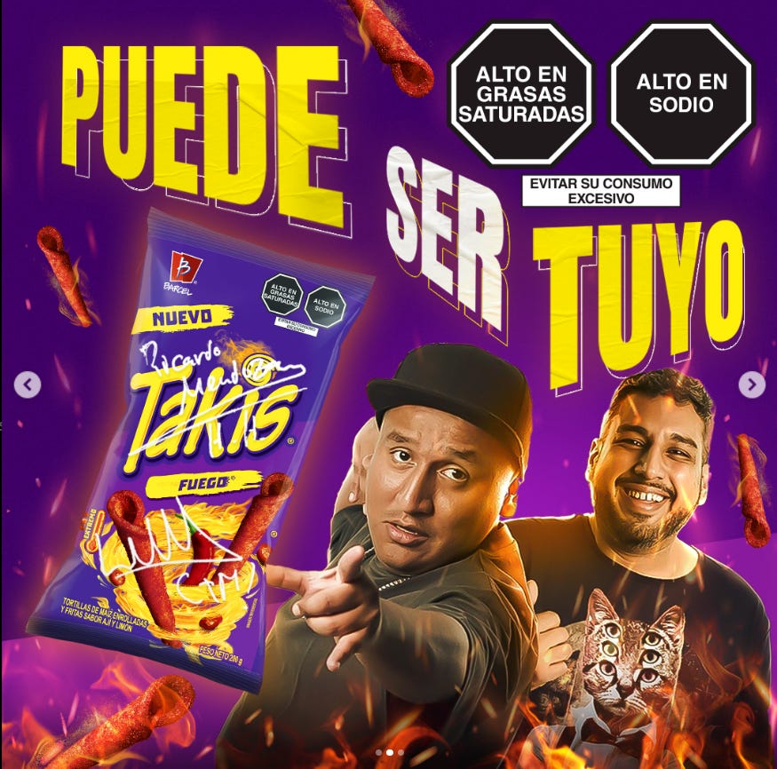 Takis, el snack que vende $1,000 MM al año, llega a Perú