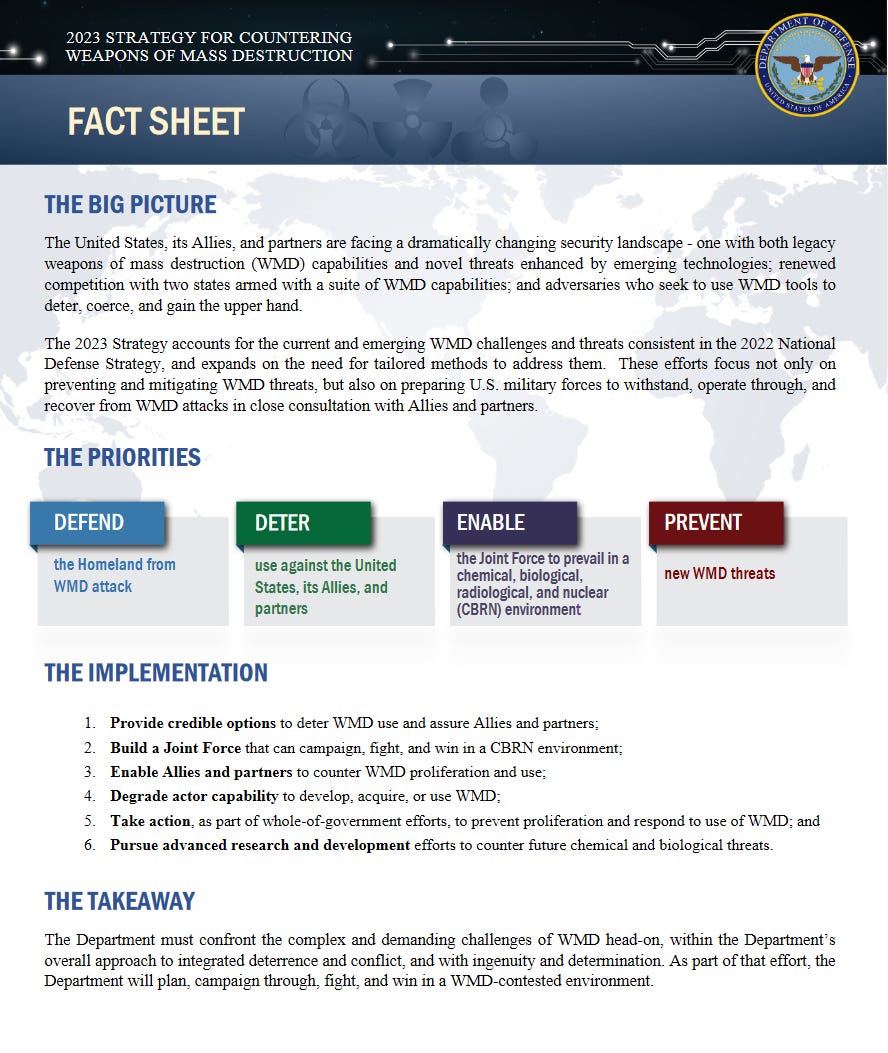DOD Announces Release of 2023 Strategy for Countering Weapons of Mass ...