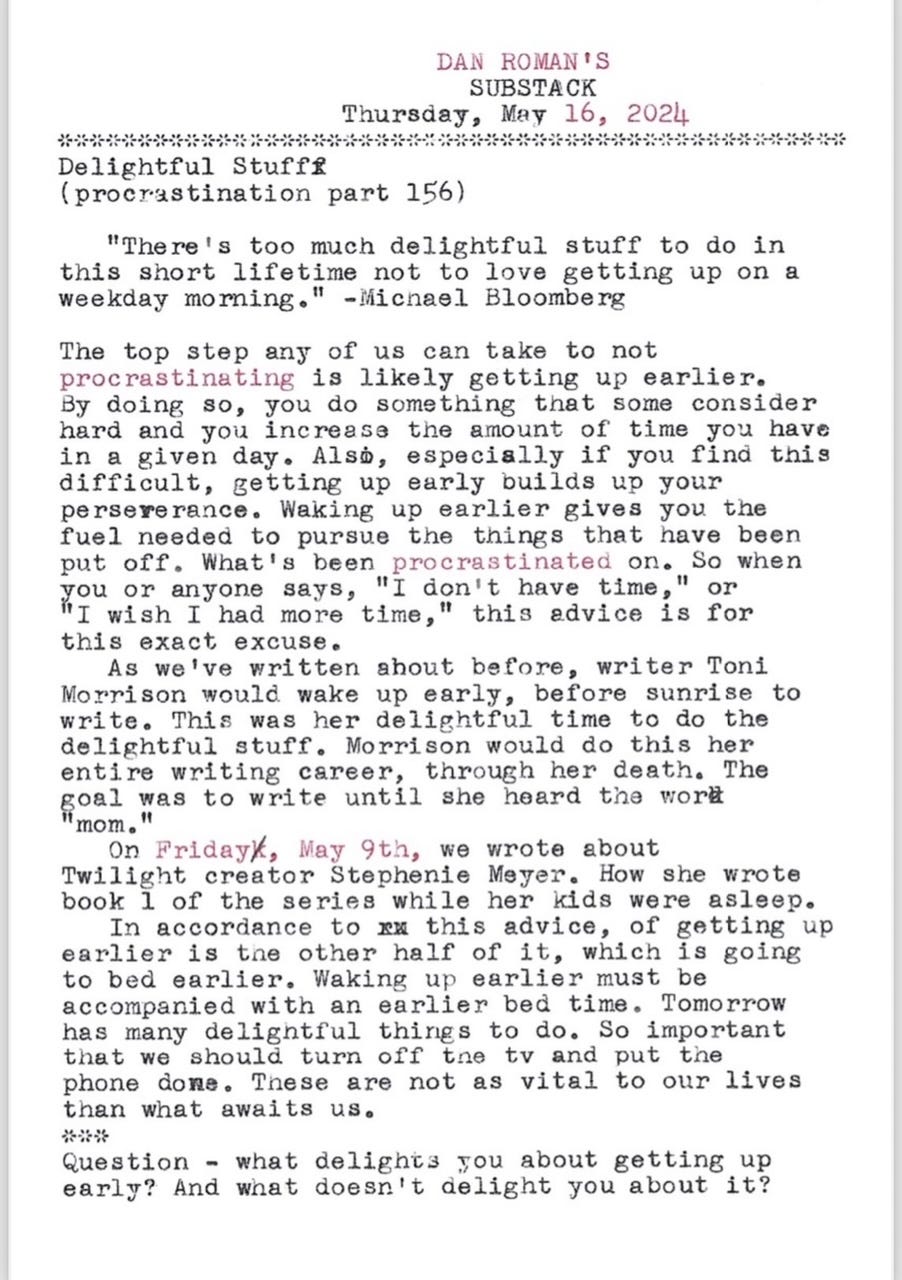 Delightful Stuff - Dan Roman's Substack