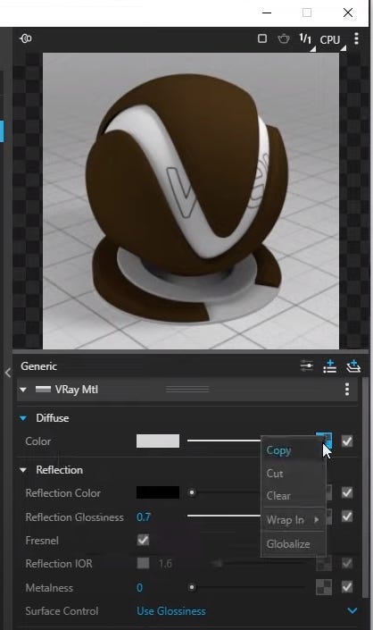Tworzenie map Reflection, Bump, Normal w panelu V-Ray