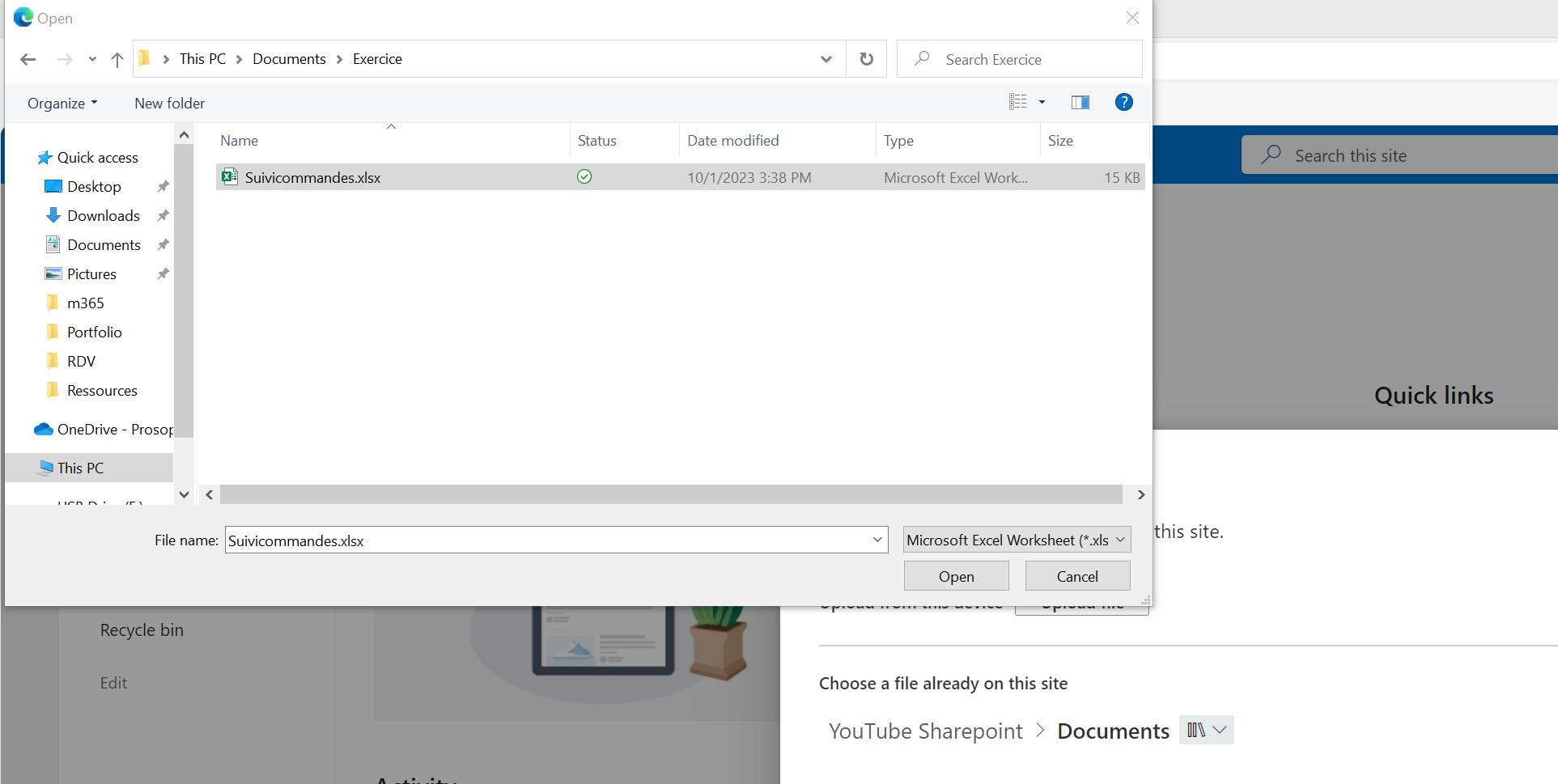 Transformer un fichier Excel en liste SharePoint