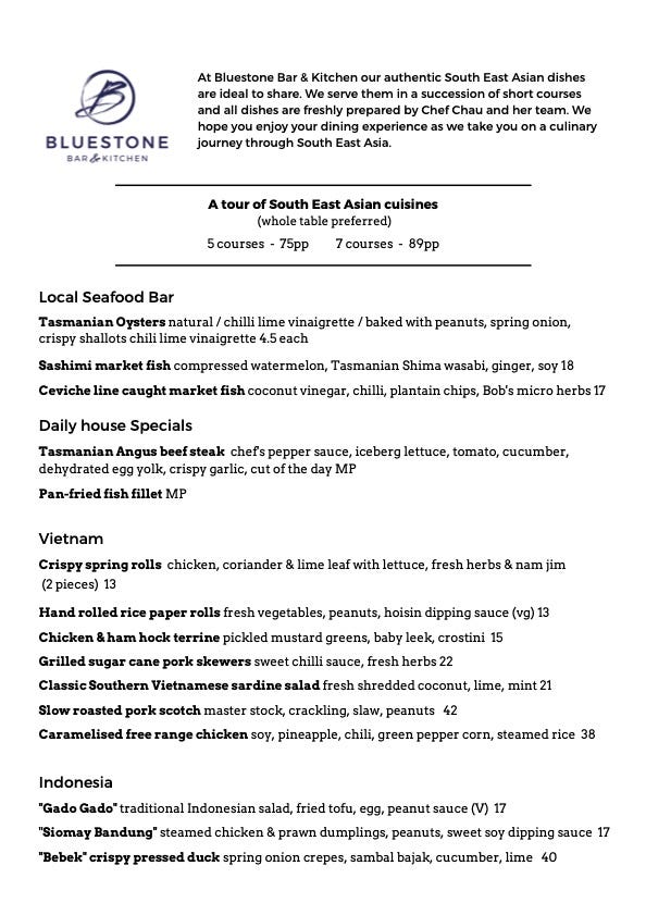 BLUESTONE BAR & KITCHEN » Heads Up Launceston Food Guide