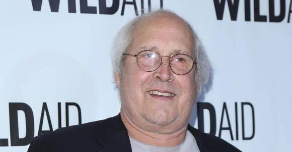 Chevy Chase in wheelchair (though in "excellent health"); Dutch Mantell ...