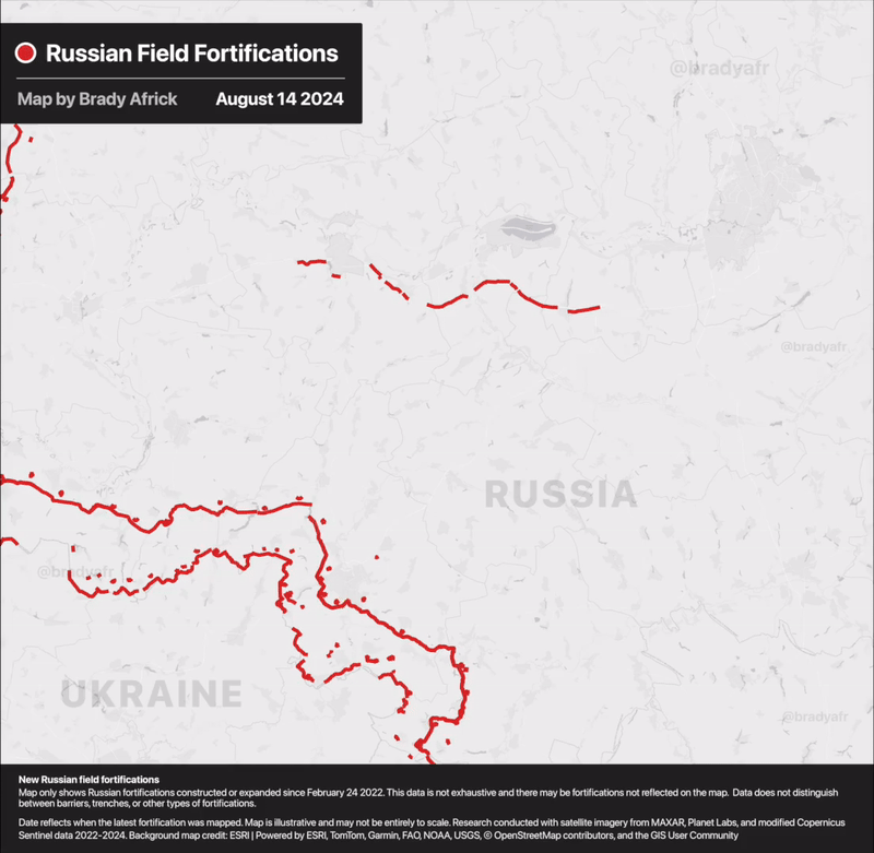 Russian field fortifications in Ukraine