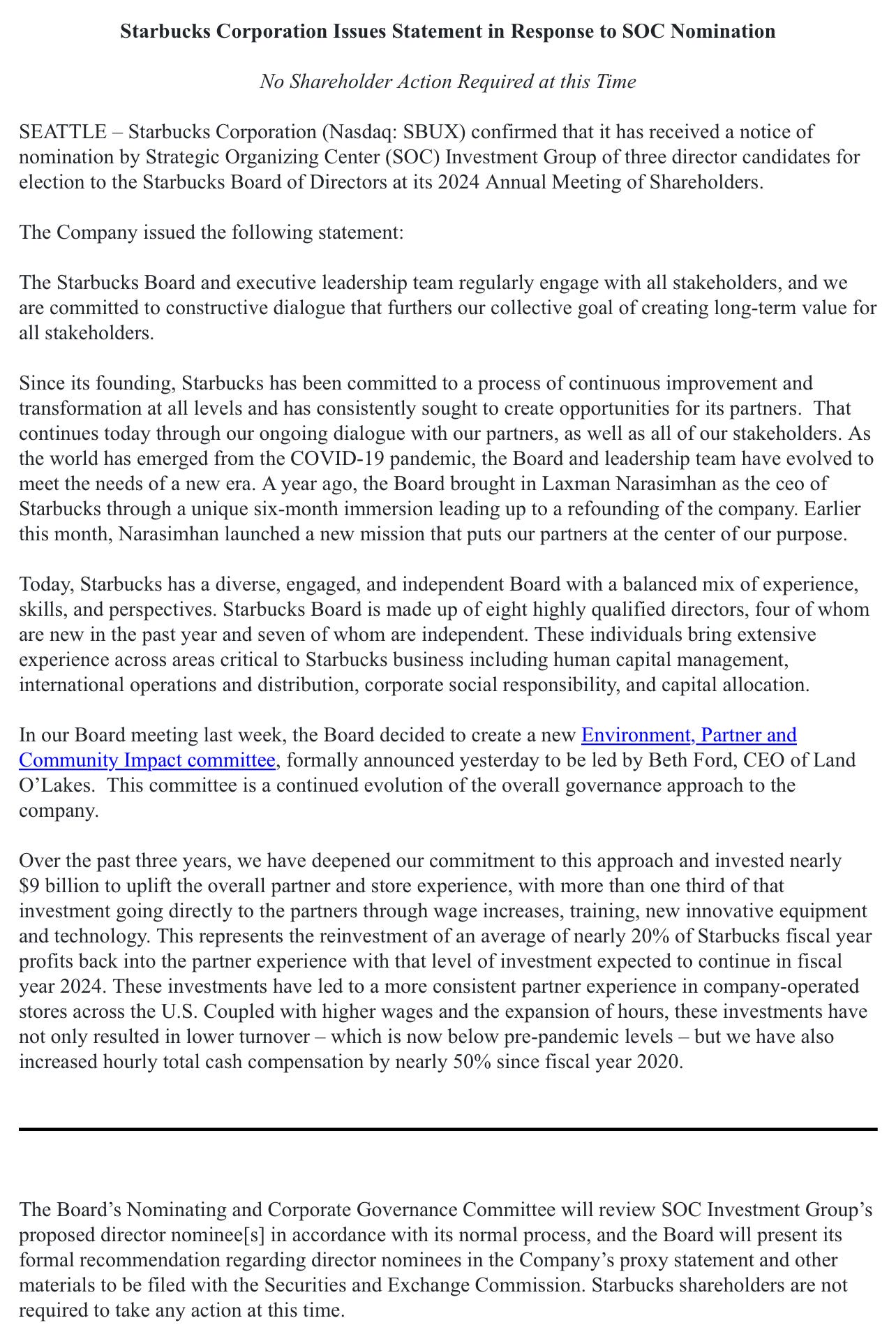 The Starbucks Proxy - Mr. CorpGov Substack