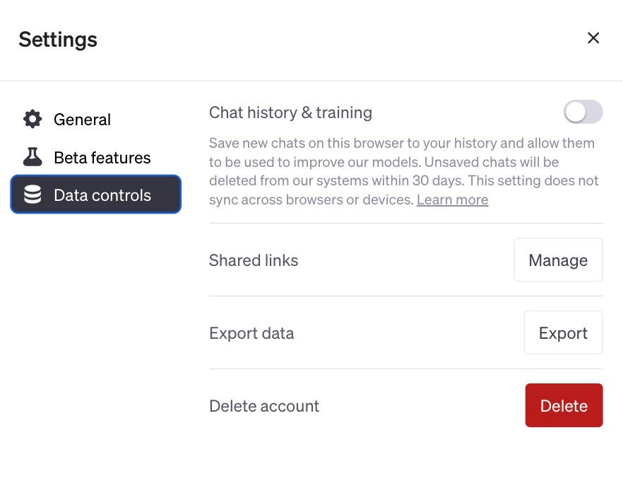 Opt-out of ChatGPT training - by Walter Haydock