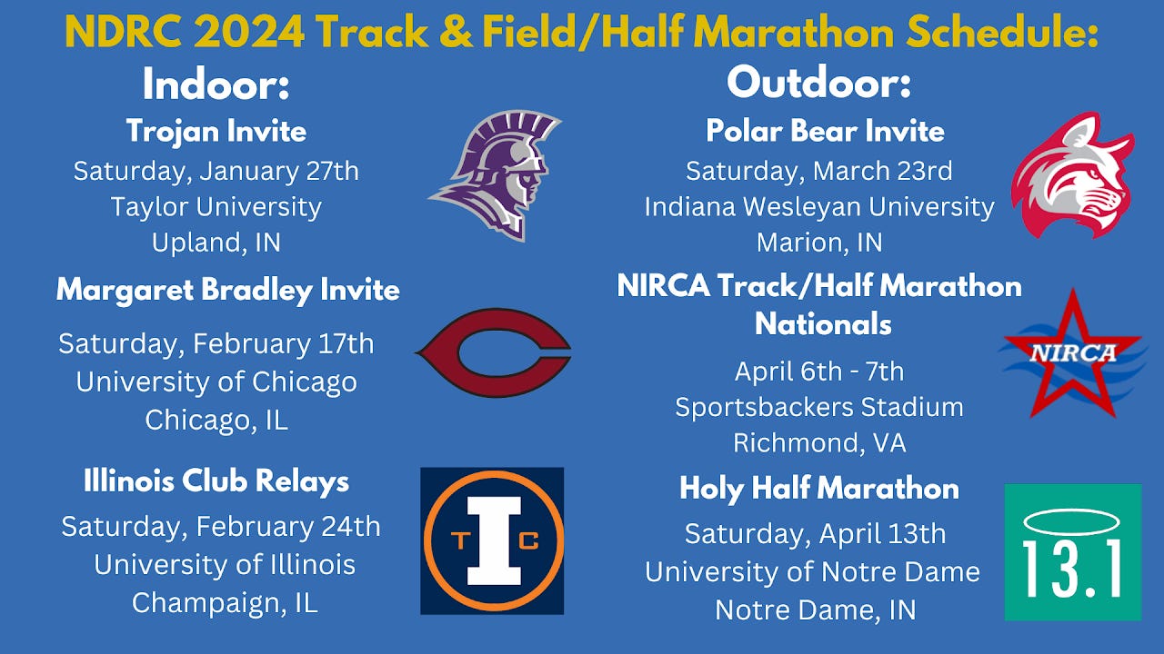 2024 Track & Field and Half Marathon Schedule