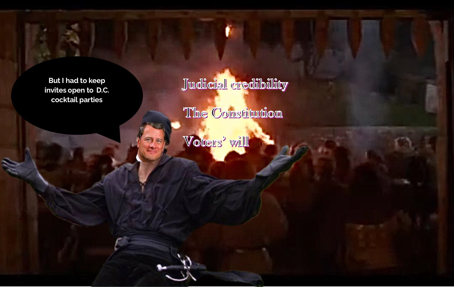 Satire Cartoon: The Dread Justice Roberts Torches Judicial Credibility