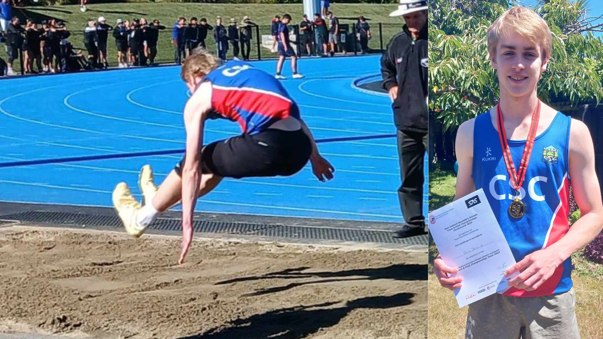 Ollie's superb 7m leap for his grandfather