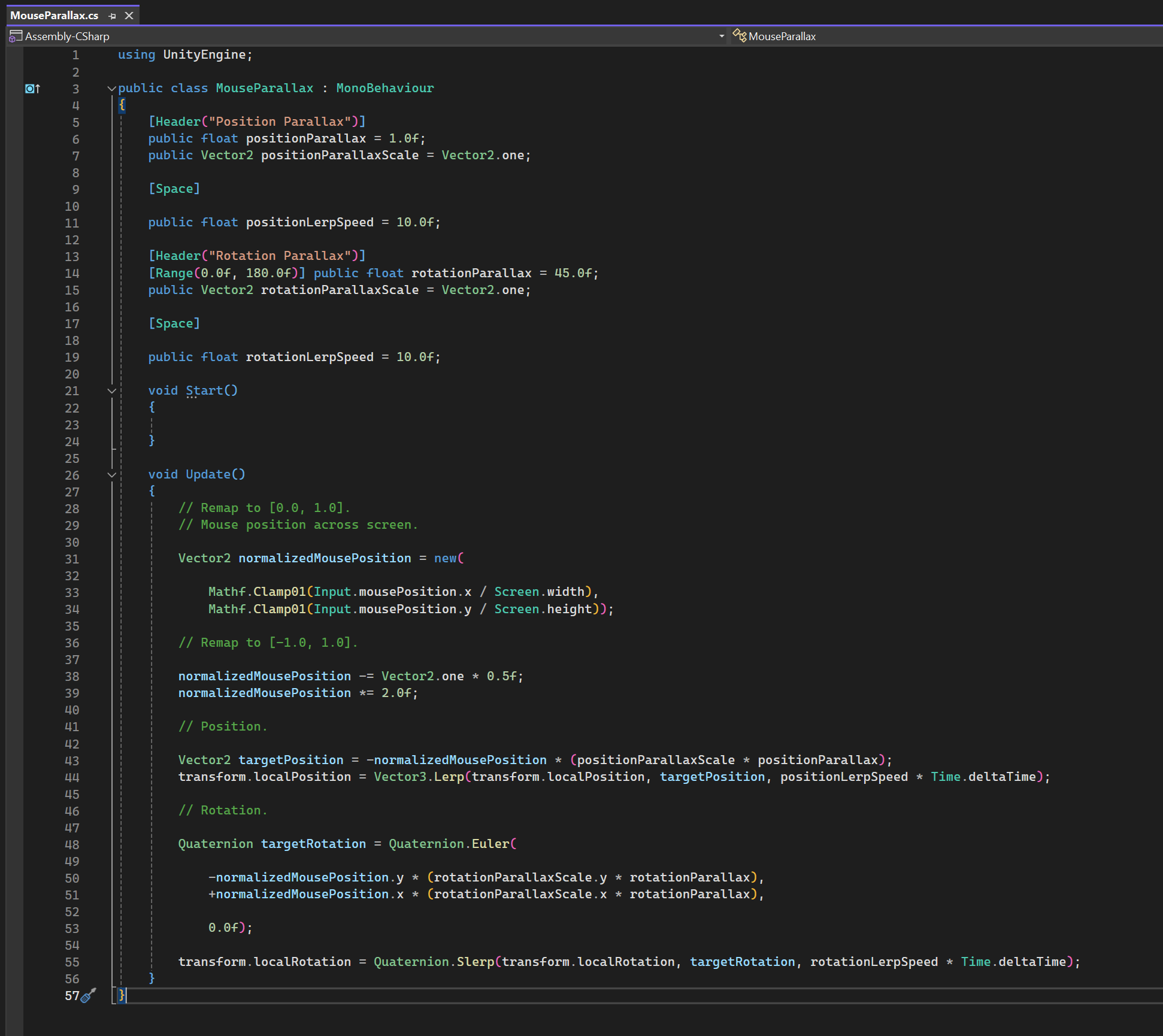 Unity Tutorial: Mouse Parallax