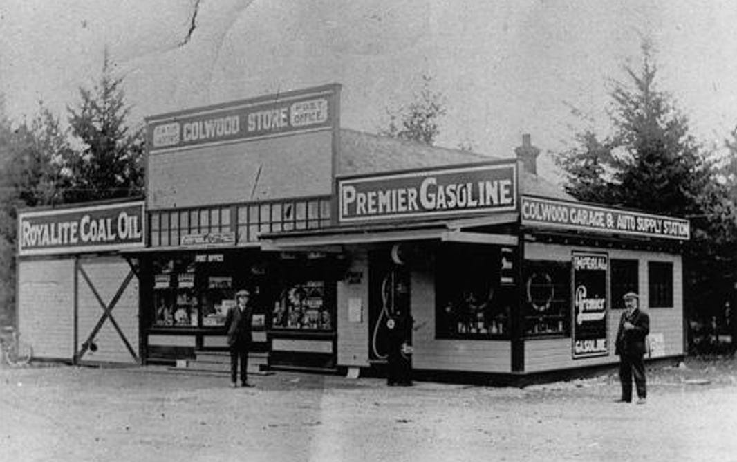 The Colwood One-Pump Gasoline Station, 1922 - by Sue Harper