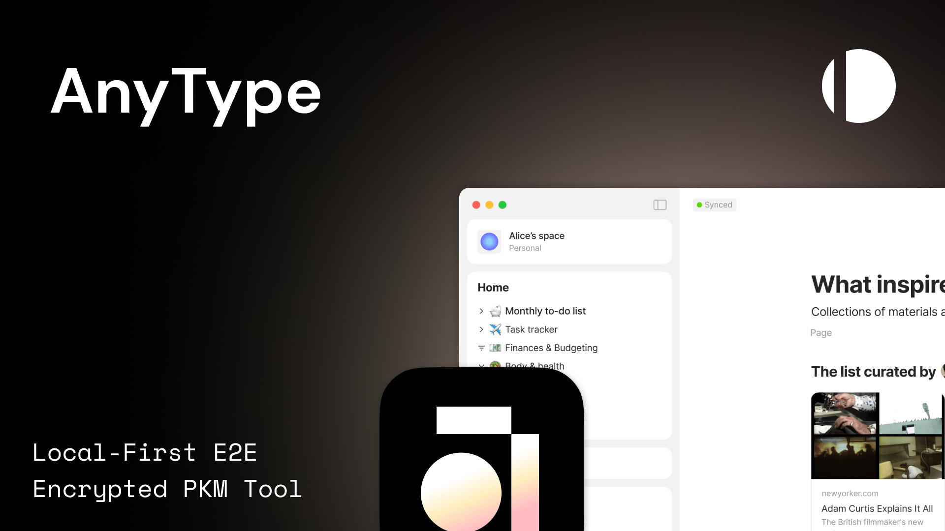 AnyType - Local-First E2E Encrypted PKM Tool