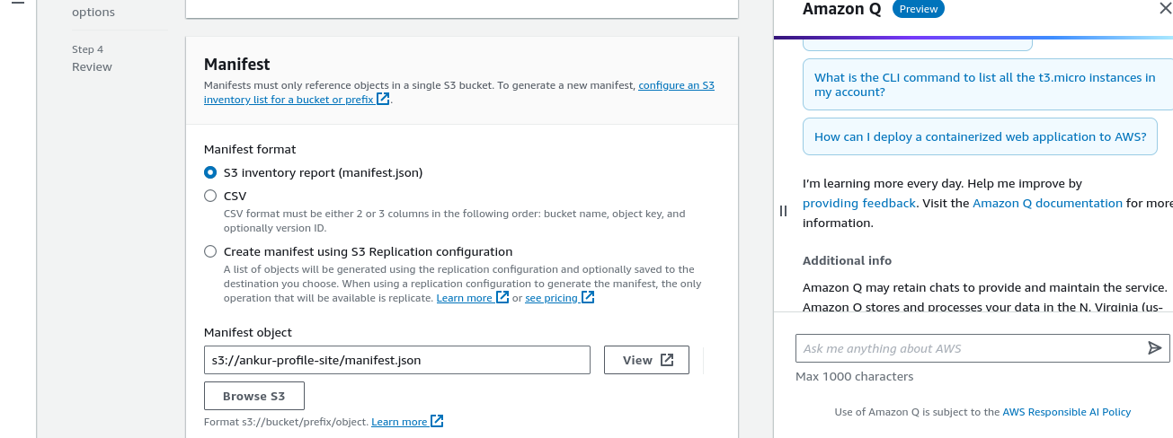 Performing new S3 batch operations with the help of the new Amazon Q ...