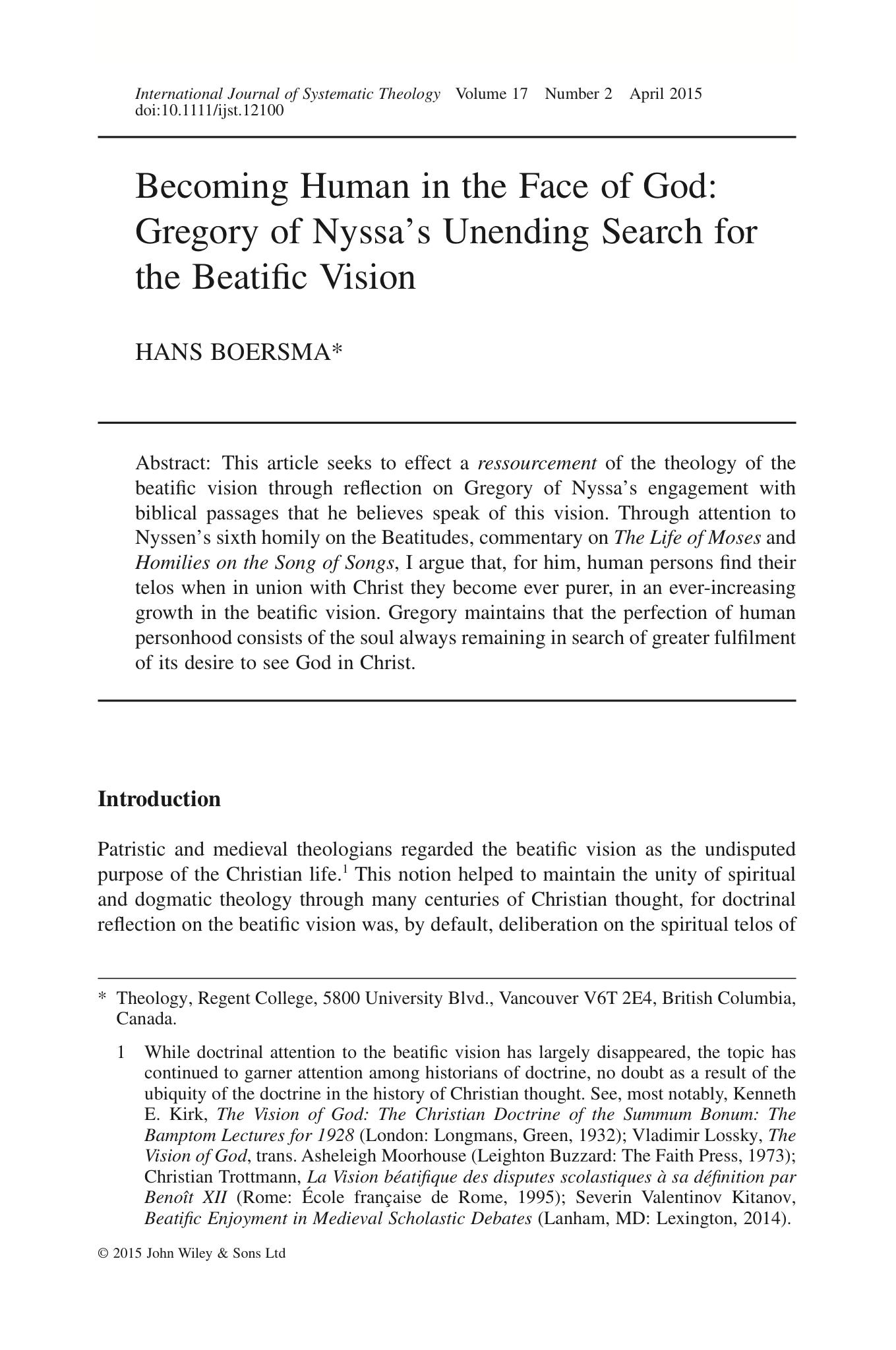 Becoming Human in the Face of God - Fr. Hans Boersma